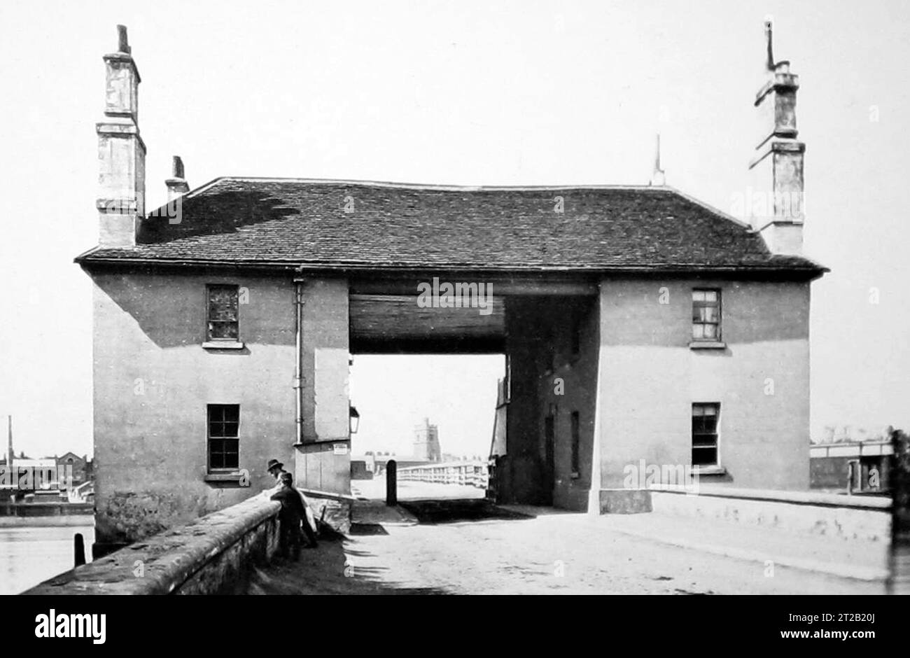 Putney Bridge Toll House, River Thames, London, Victorian period Stock ...