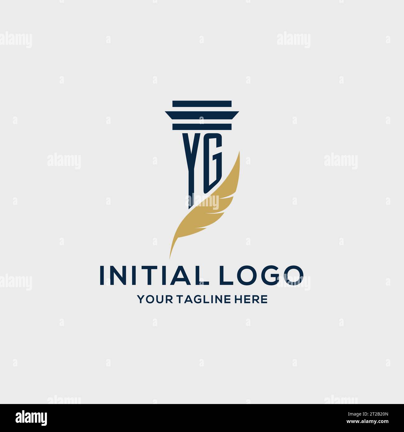 YG monogram initial logo with pillar and feather design, law firm logo ...