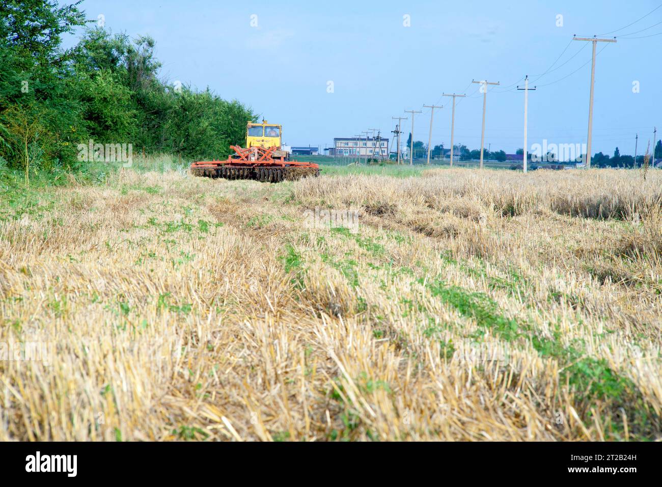 Russian tractor K-700 Kirovets. Large yellow USSR tractor designed for ...