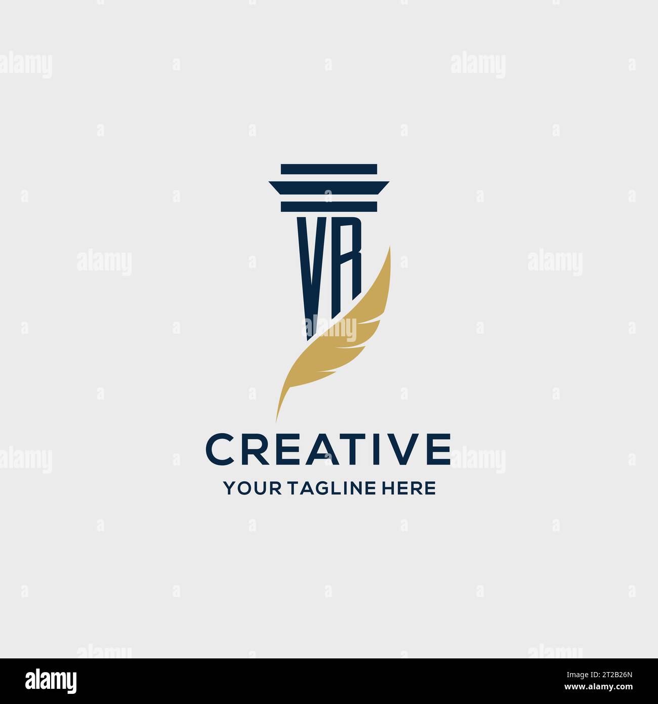 VR monogram initial logo with pillar and feather design, law firm logo ...