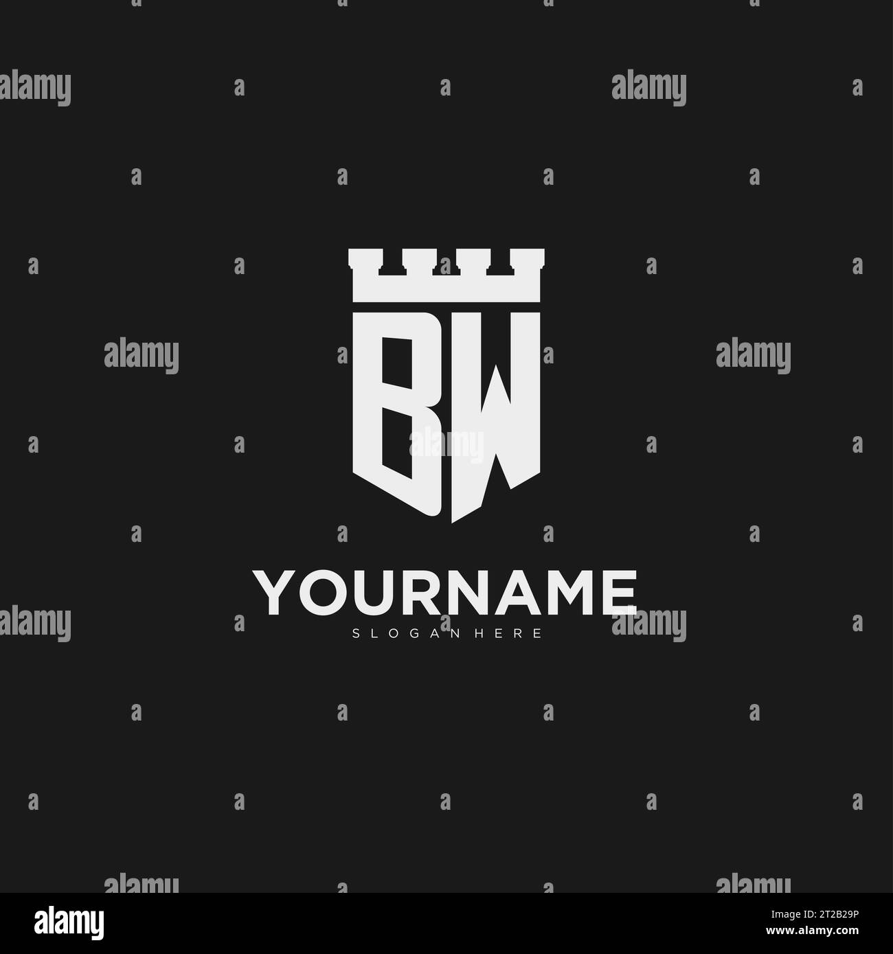 Initials BW logo monogram with shield and fortress design vector graphic Stock Vector Image ...