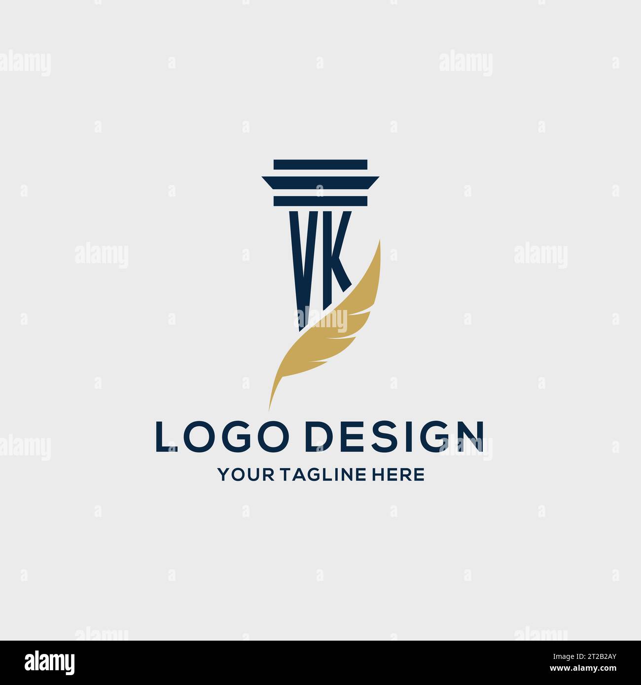 VK monogram initial logo with pillar and feather design, law firm logo ...