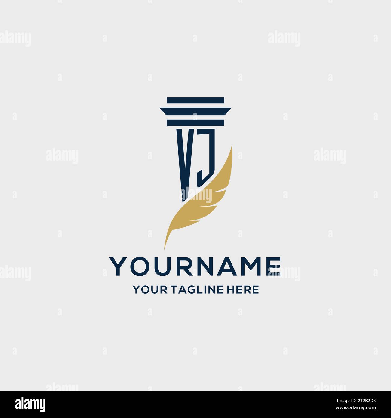 VJ monogram initial logo with pillar and feather design, law firm logo ...