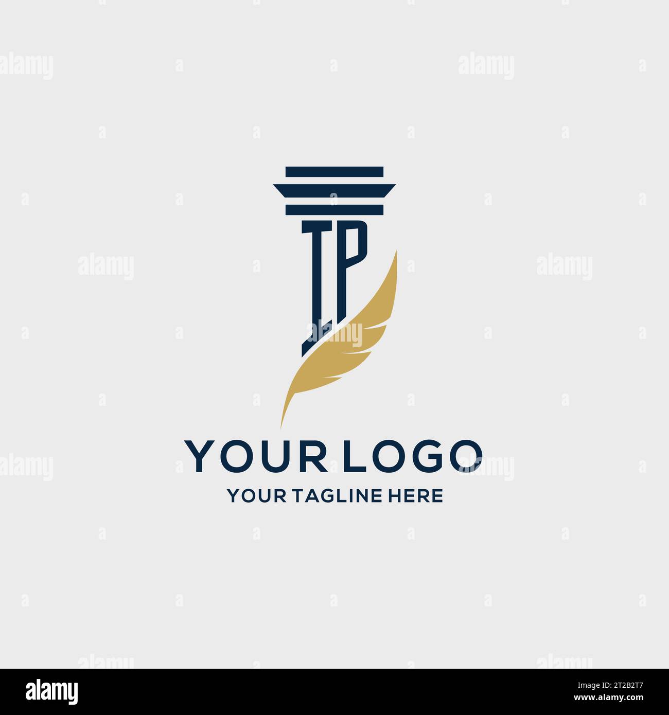 IP monogram initial logo with pillar and feather design, law firm logo ...