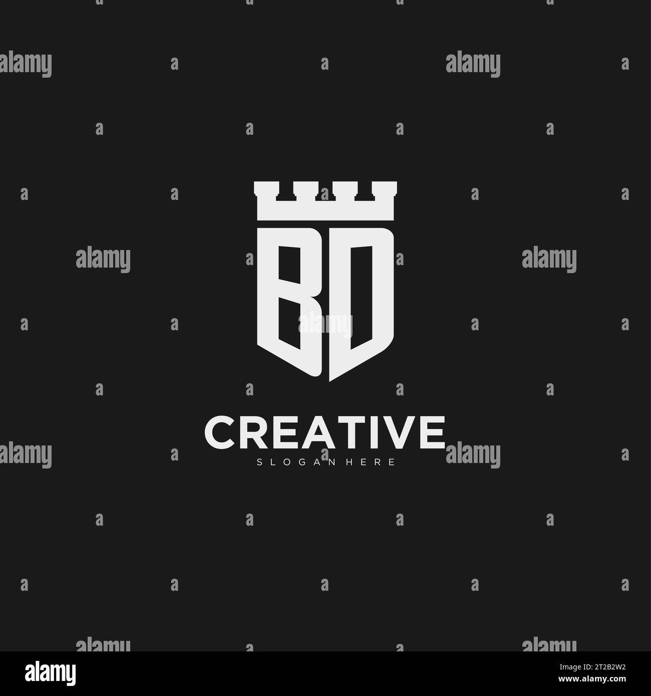 Initials BD logo monogram with shield and fortress design vector graphic Stock Vector Image ...