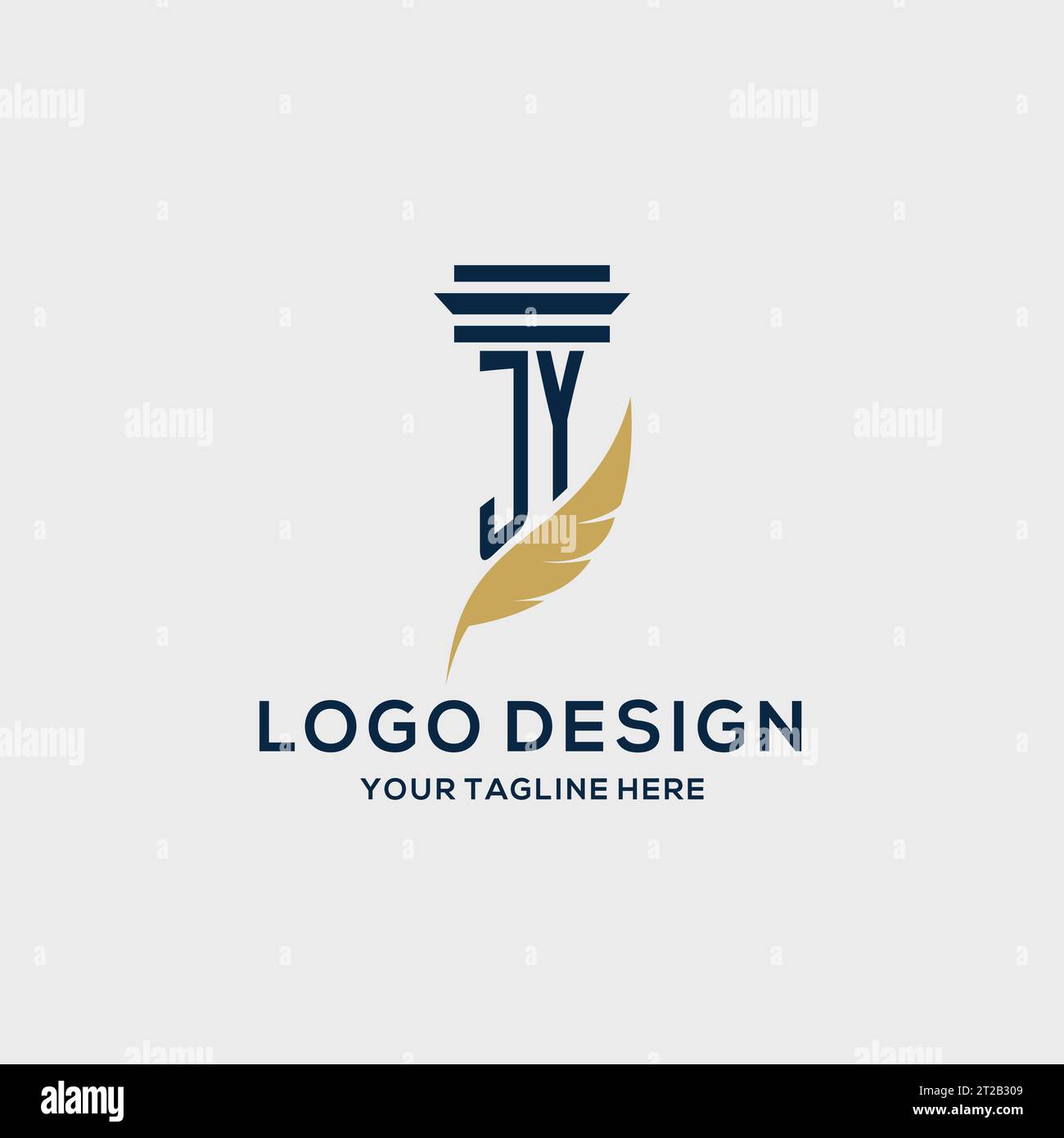 JY monogram initial logo with pillar and feather design, law firm logo ...