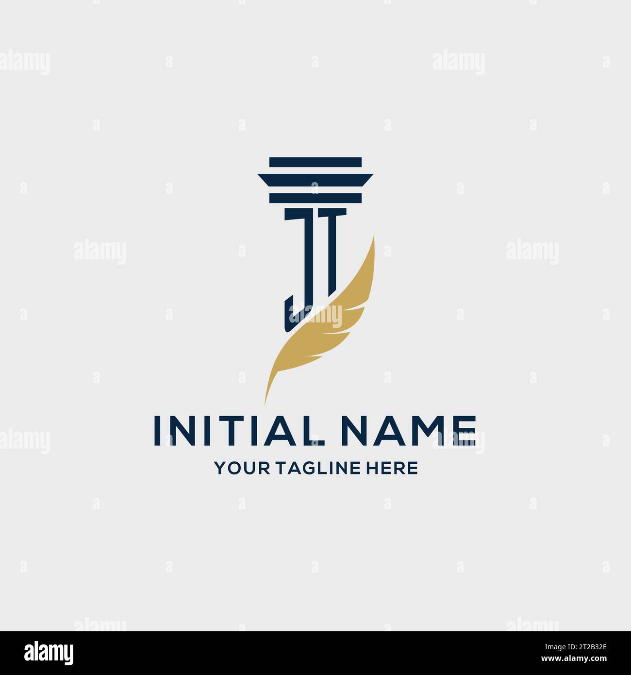 JT monogram initial logo with pillar and feather design, law firm logo inspiration Stock Vector ...