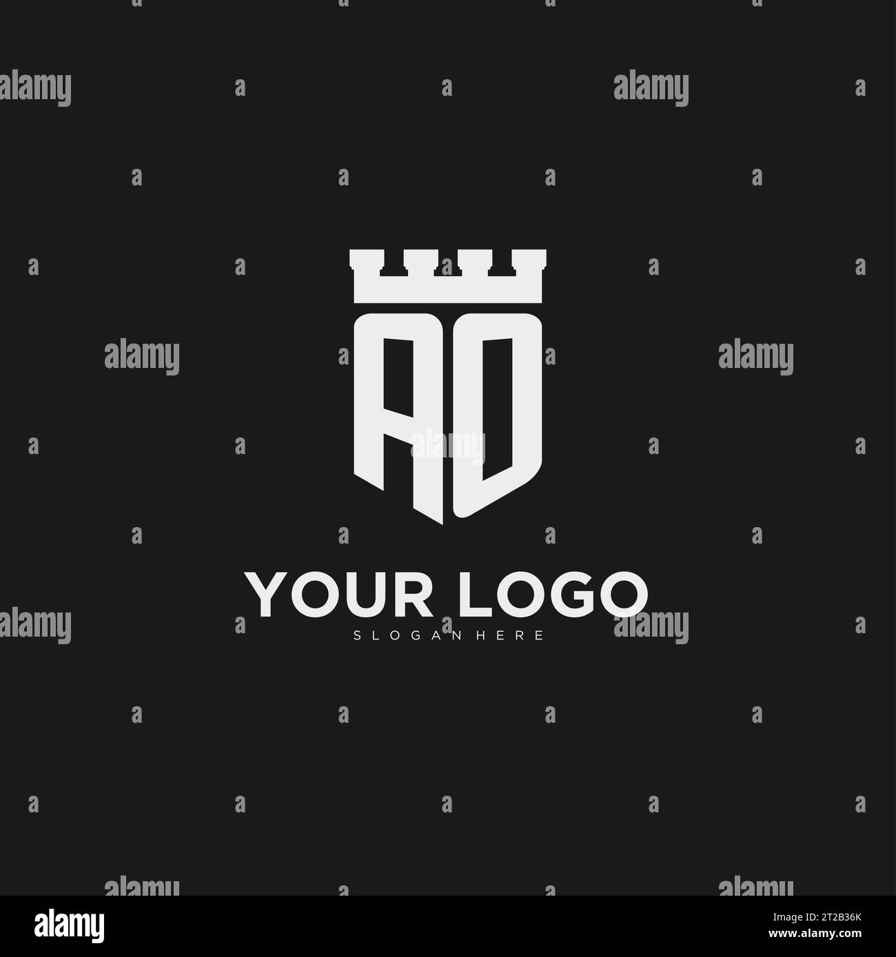 Initials AO logo monogram with shield and fortress design vector ...