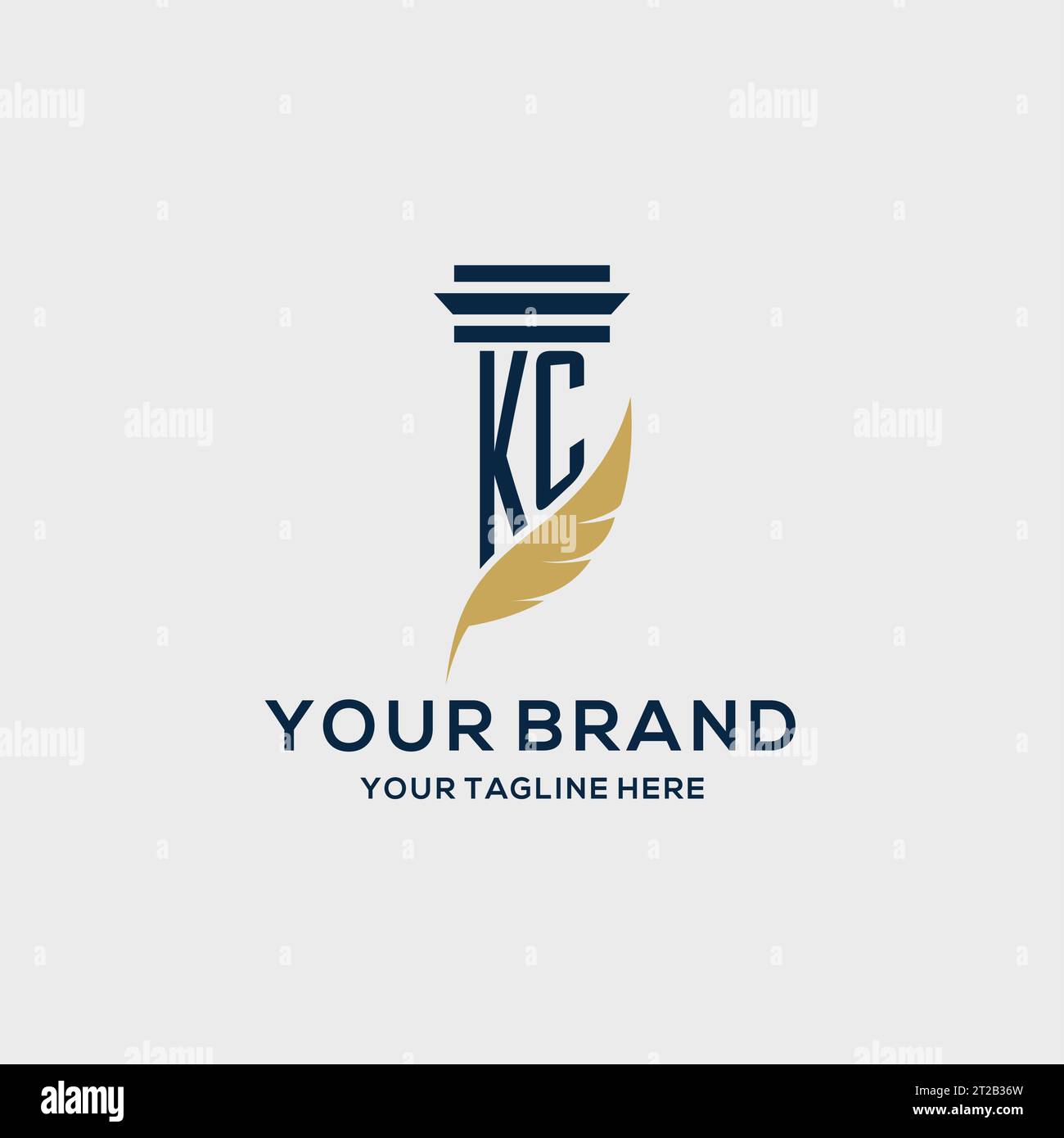 KC monogram initial logo with pillar and feather design, law firm logo ...