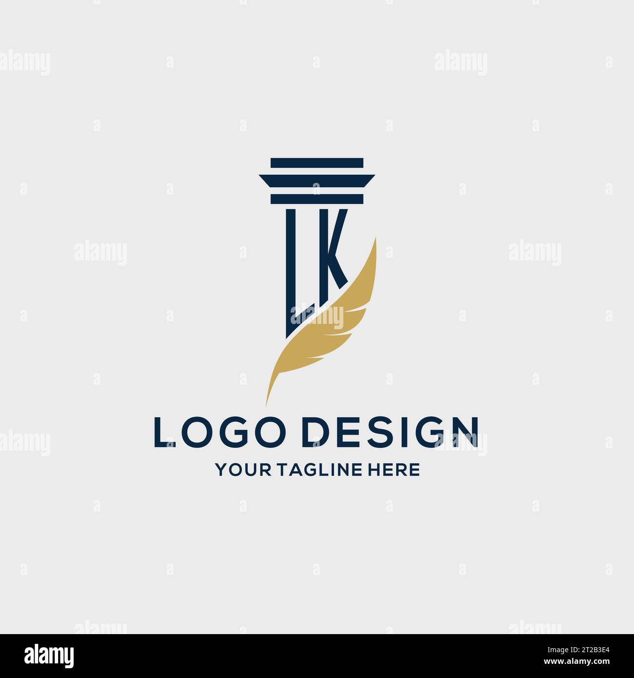 LK monogram initial logo with pillar and feather design, law firm logo ...