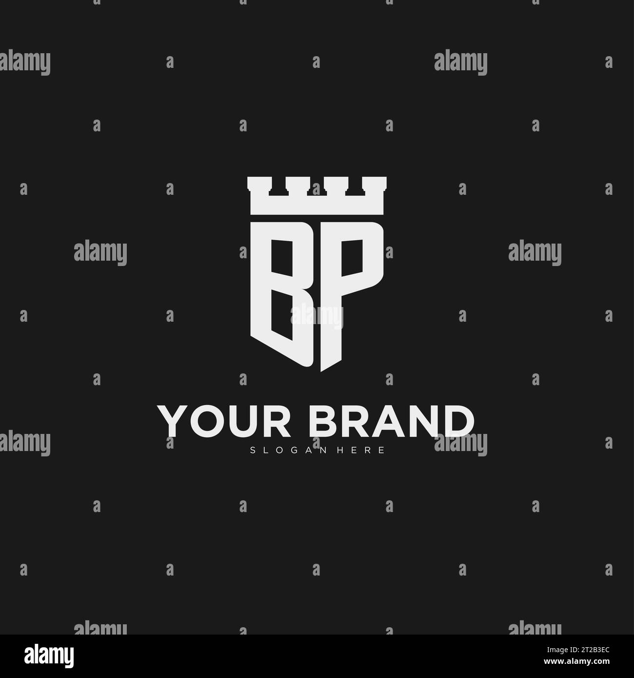 Initials BP logo monogram with shield and fortress design vector graphic Stock Vector Image ...