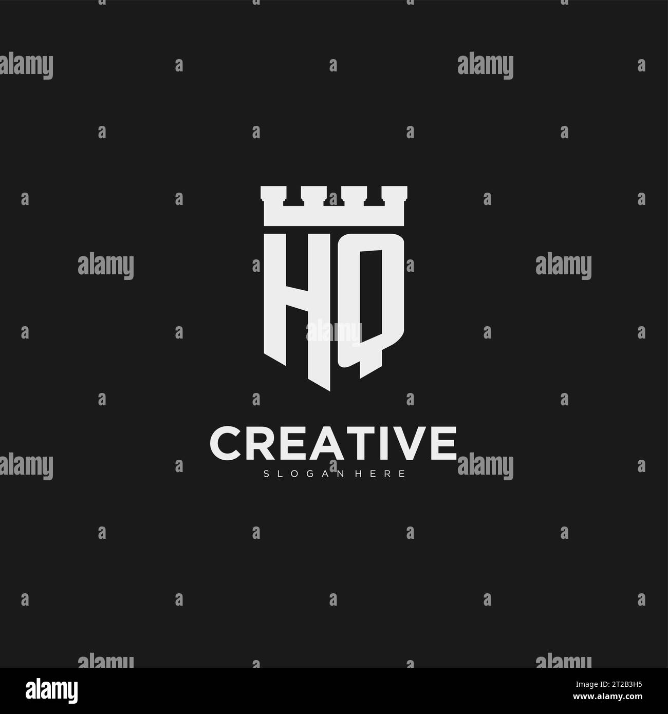 Initials HQ logo monogram with shield and fortress design vector ...