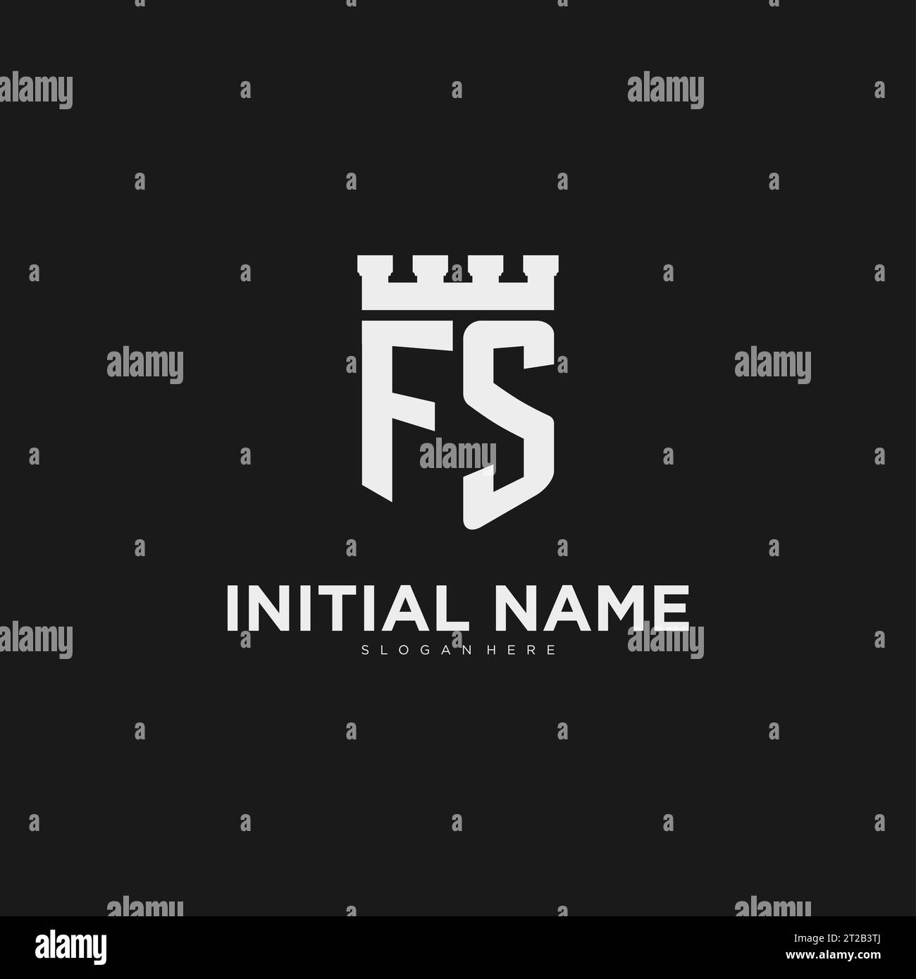 Initials FS logo monogram with shield and fortress design vector ...