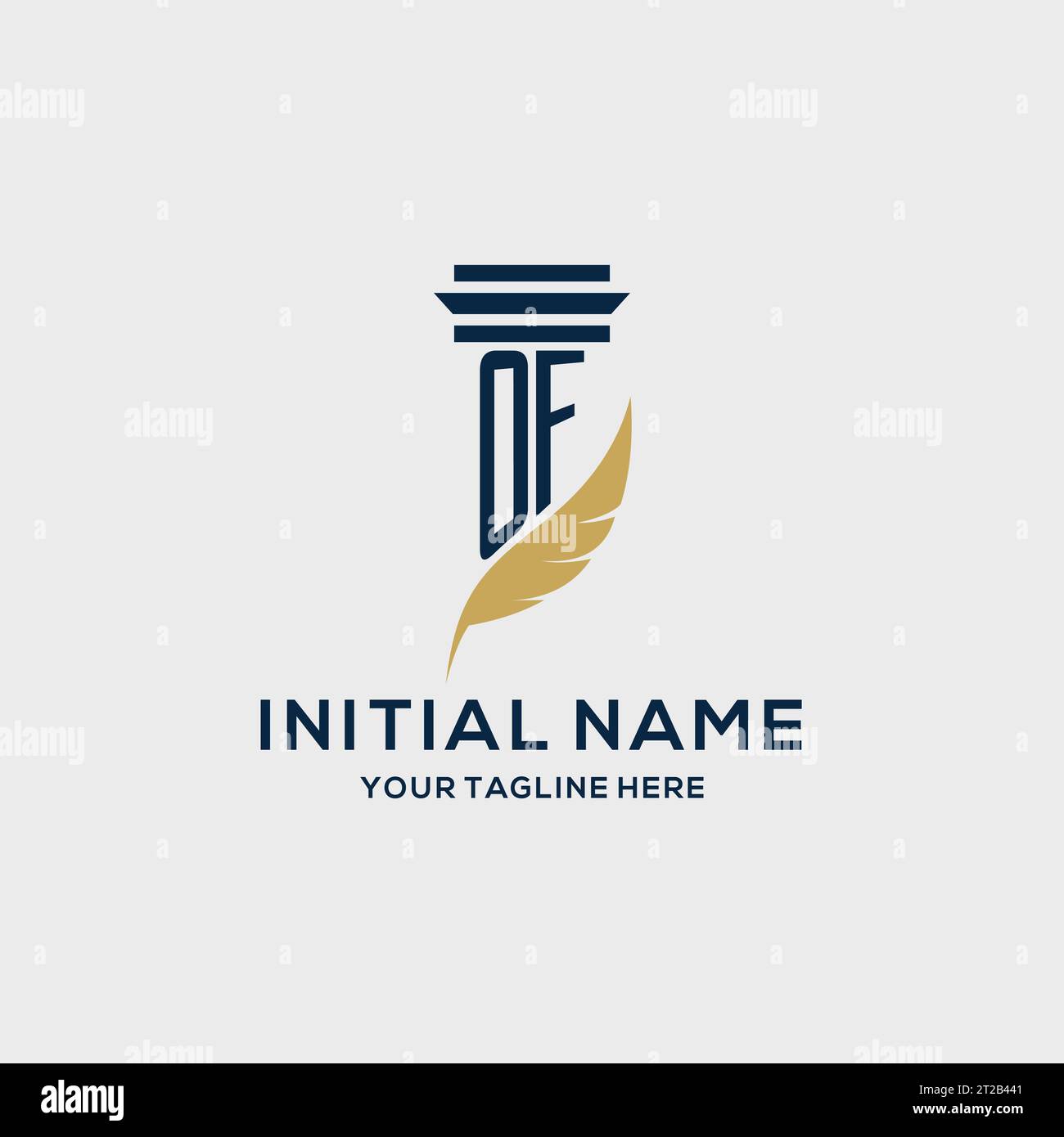 OF monogram initial logo with pillar and feather design, law firm logo inspiration Stock Vector ...