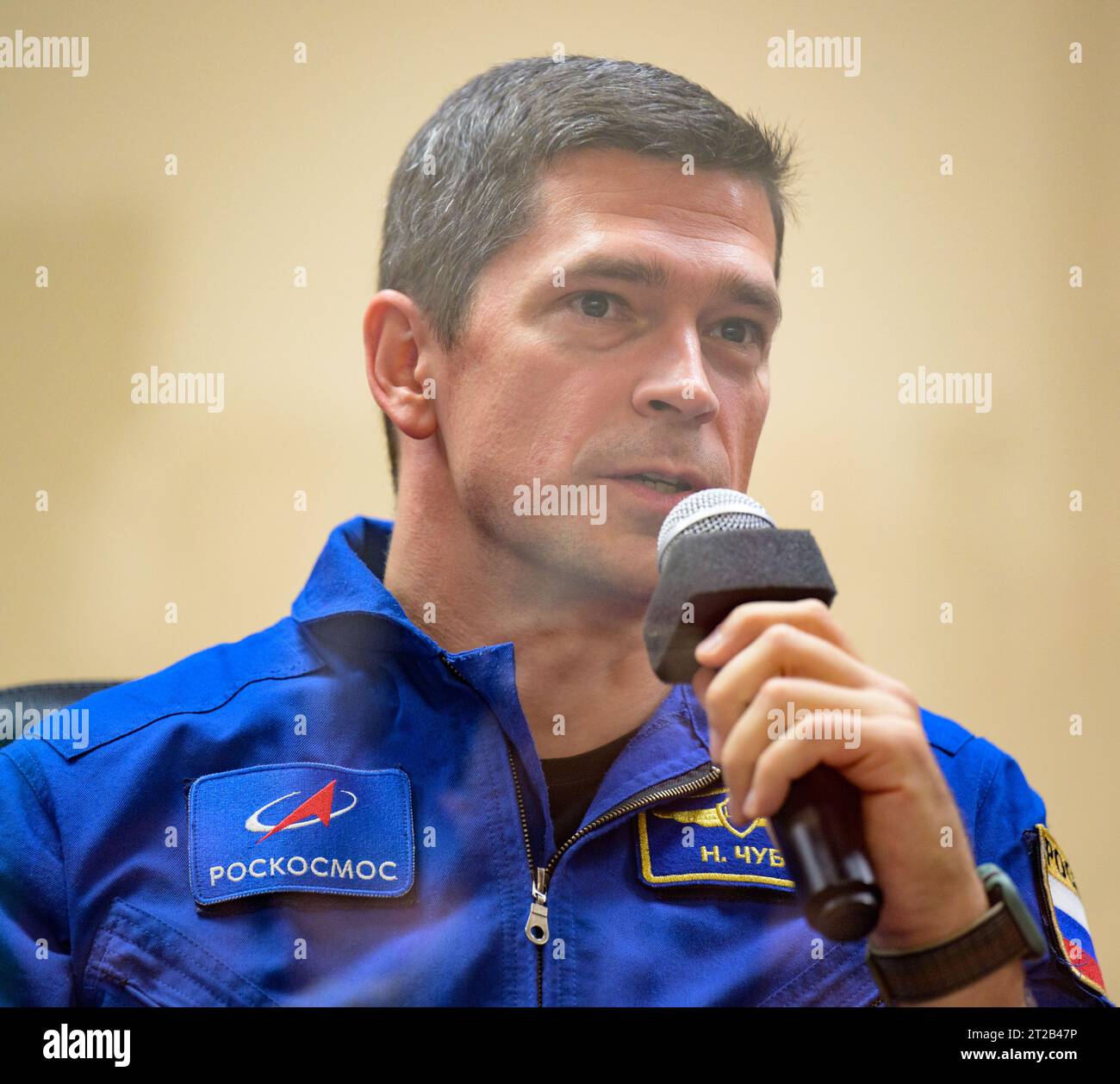 Expedition 70 Press Conference. Expedition 70 cosmonauts Nikolai Chub ...