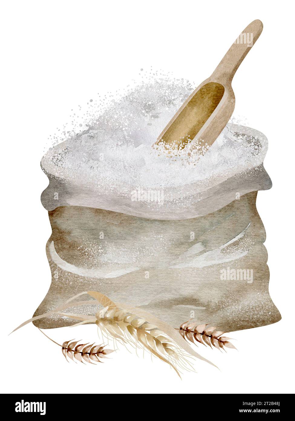 Sack of flour on an isolated background. Watercolor illustration of a ...