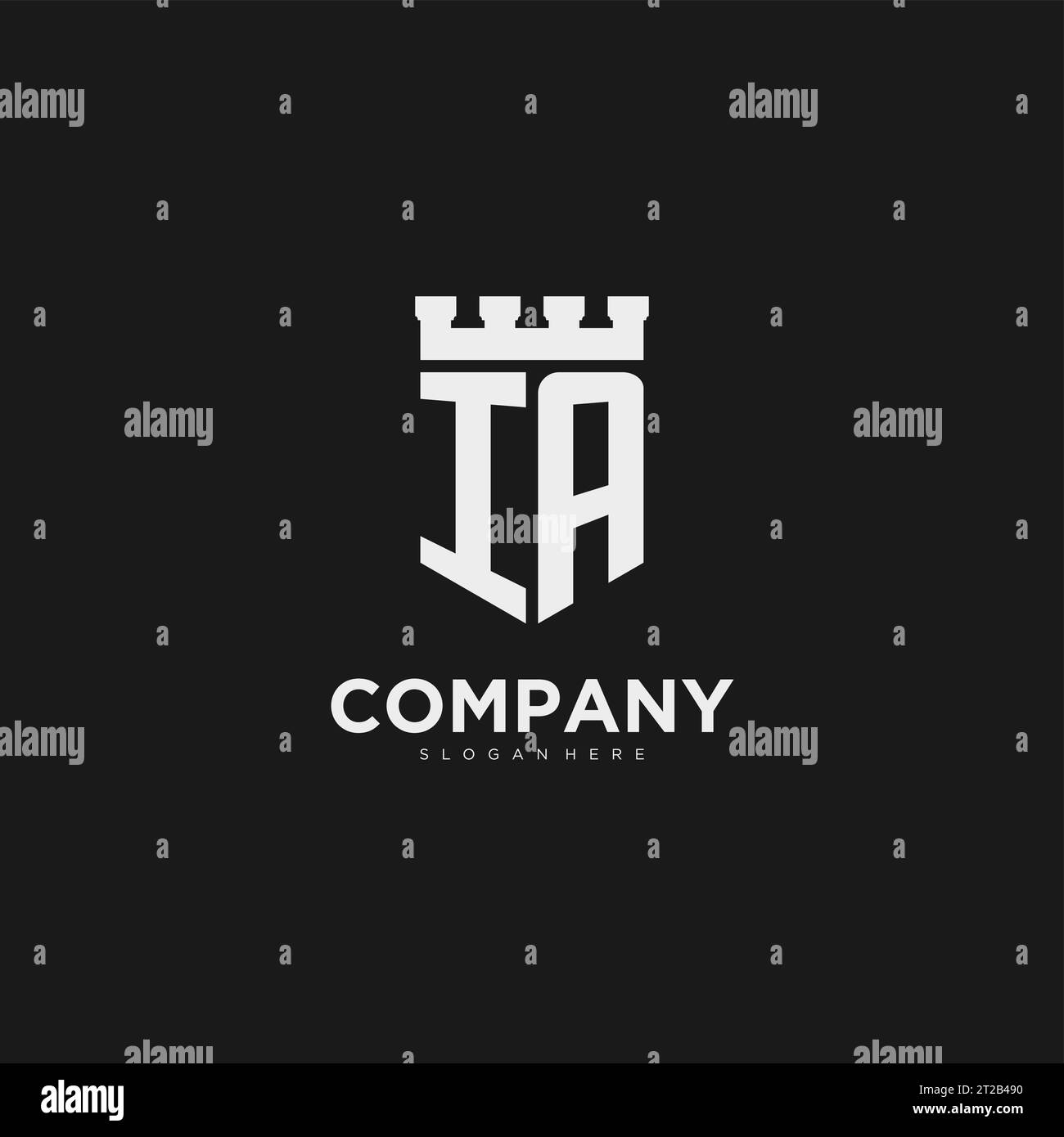 Initials IA logo monogram with shield and fortress design vector ...