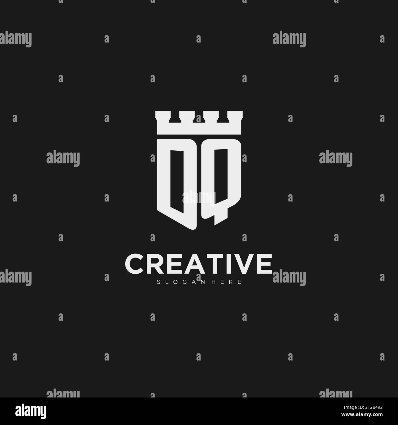 Initials DQ logo monogram with shield and fortress design vector ...