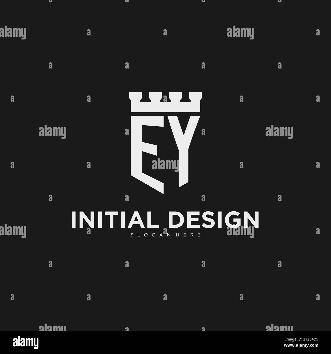 Initials EY logo monogram with shield and fortress design vector ...