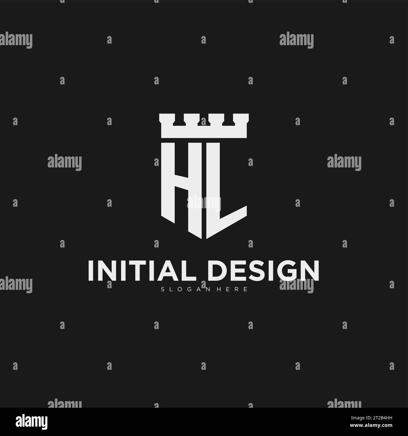 Initials HL logo monogram with shield and fortress design vector graphic Stock Vector Image ...
