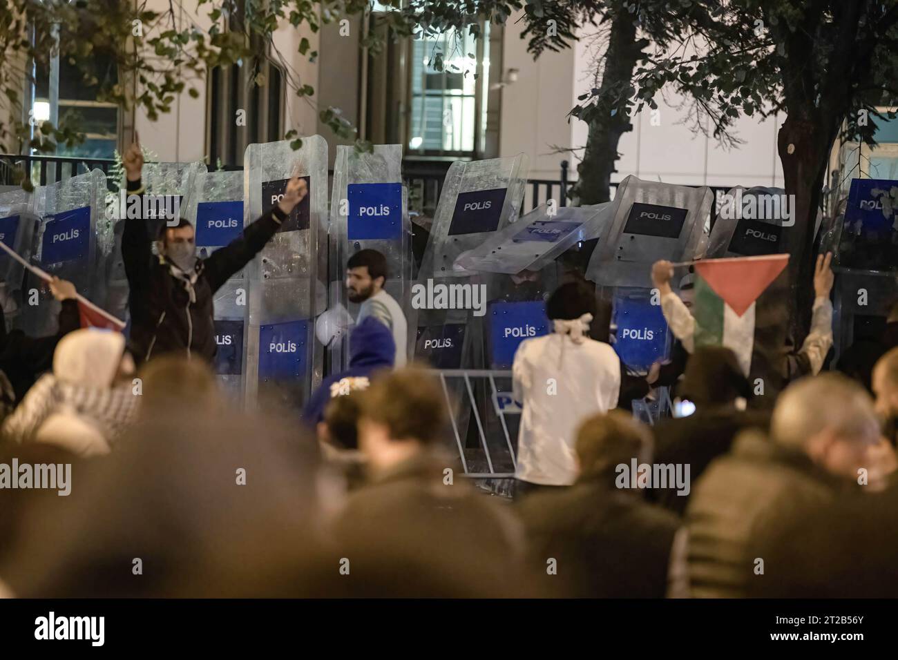 Istanbul, Turkey. 18th Oct, 2023. General view of the police barricaded ...