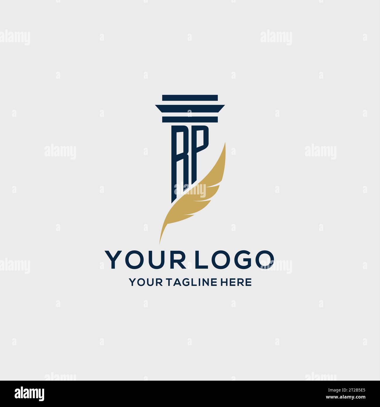 RP monogram initial logo with pillar and feather design, law firm logo ...