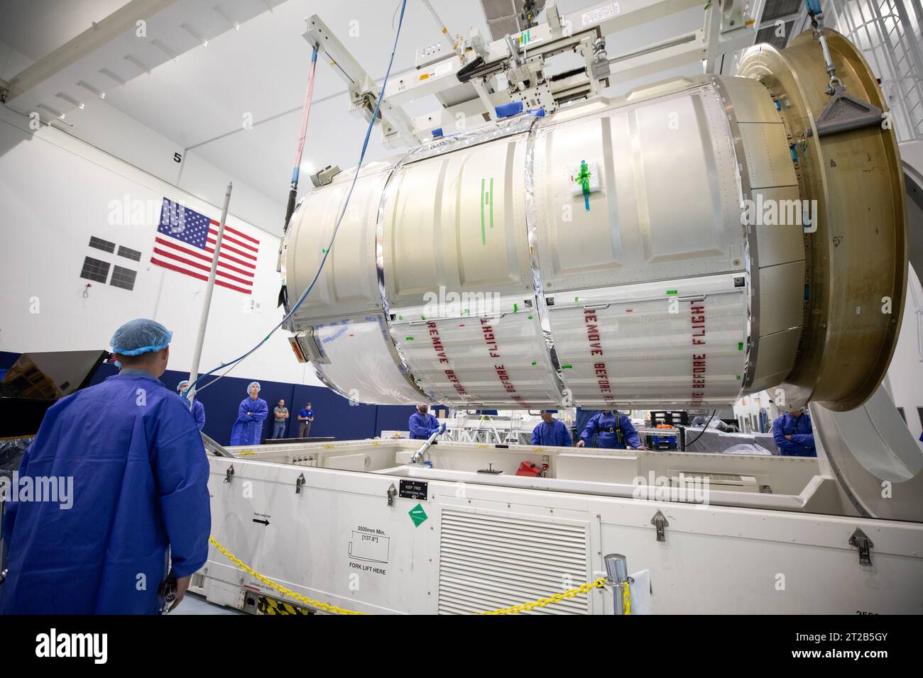 NG-20 PCM Lift. The Northrop Grumman Cygnus spacecraft’s pressurized cargo module (PCM) for the ...