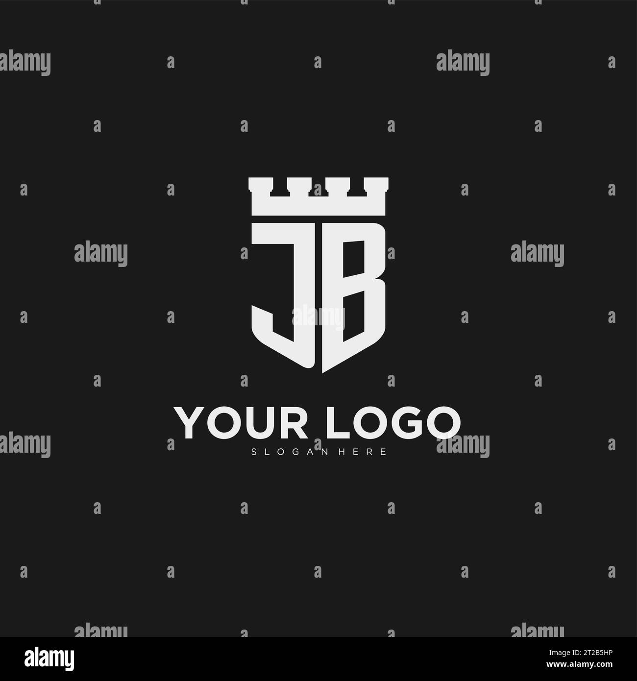 Initials JB logo monogram with shield and fortress design vector graphic Stock Vector Image ...