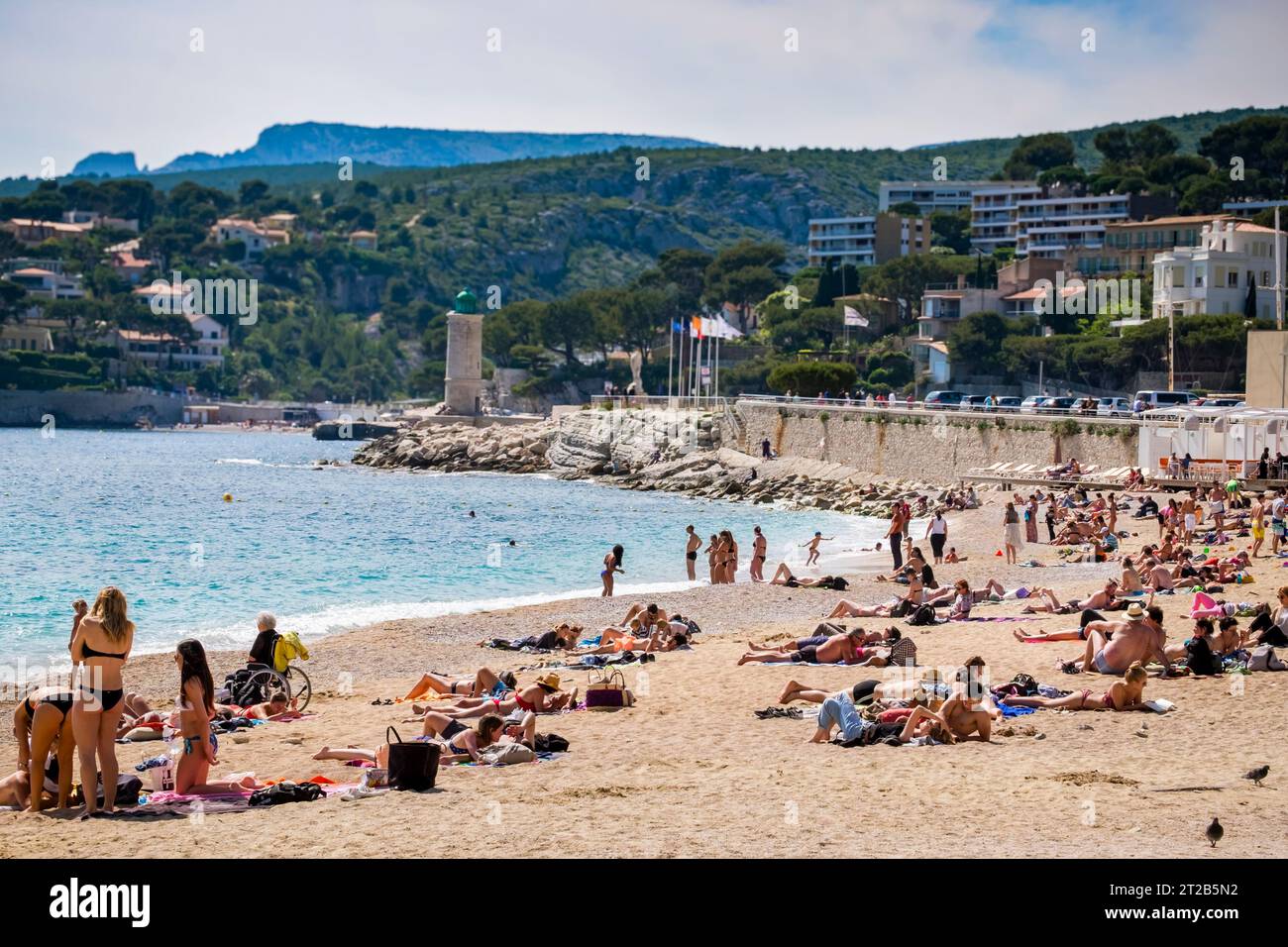 Sunbathers on the beach at Cassis, southern France Stock Photo - Alamy