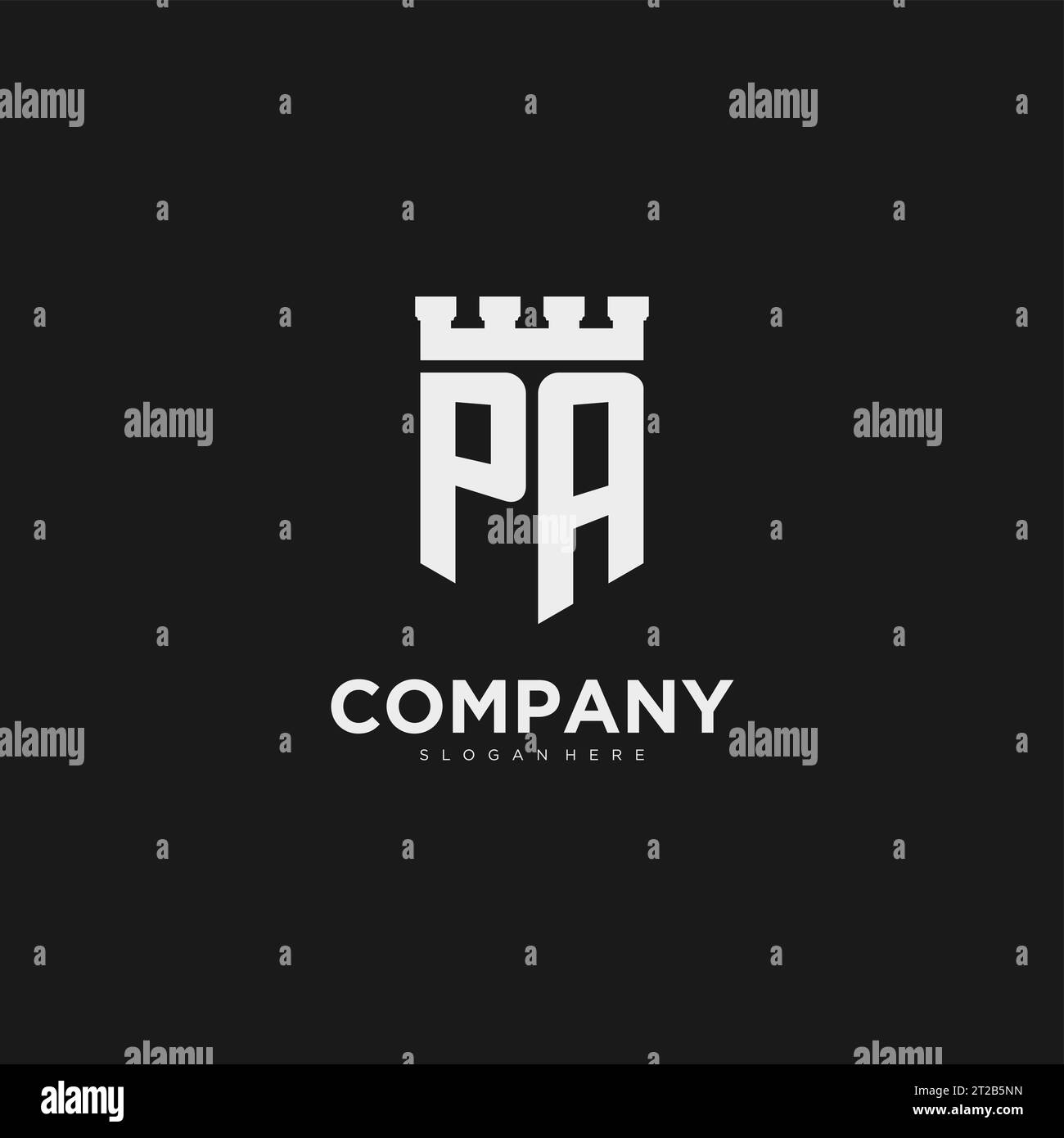 Initials PA logo monogram with shield and fortress design vector graphic Stock Vector Image ...