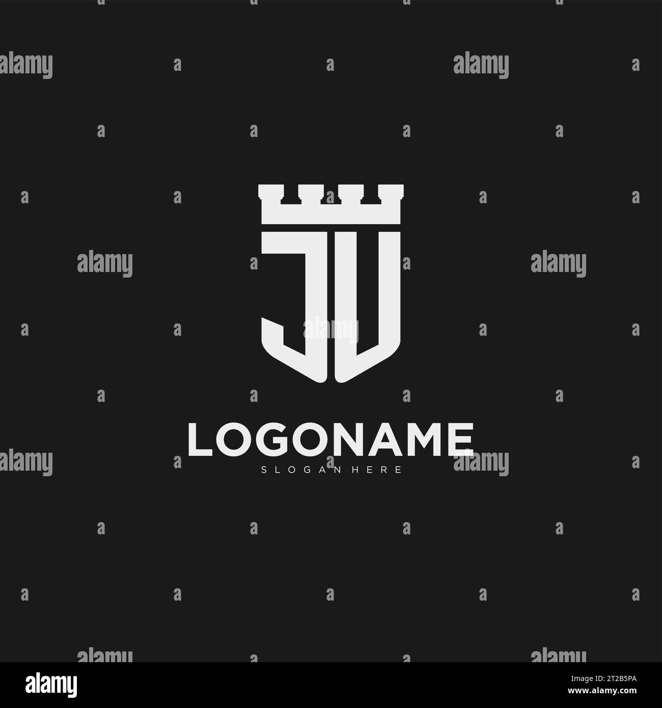 Initials JU logo monogram with shield and fortress design vector graphic Stock Vector Image ...