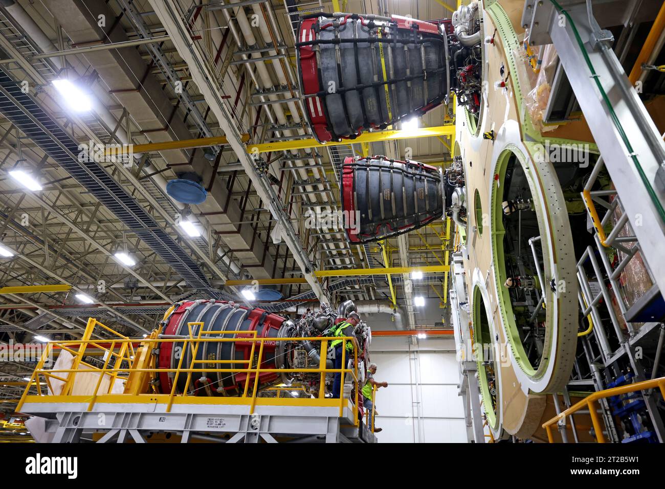 NASA technicians installed the third and fourth RS-25 engines on the ...