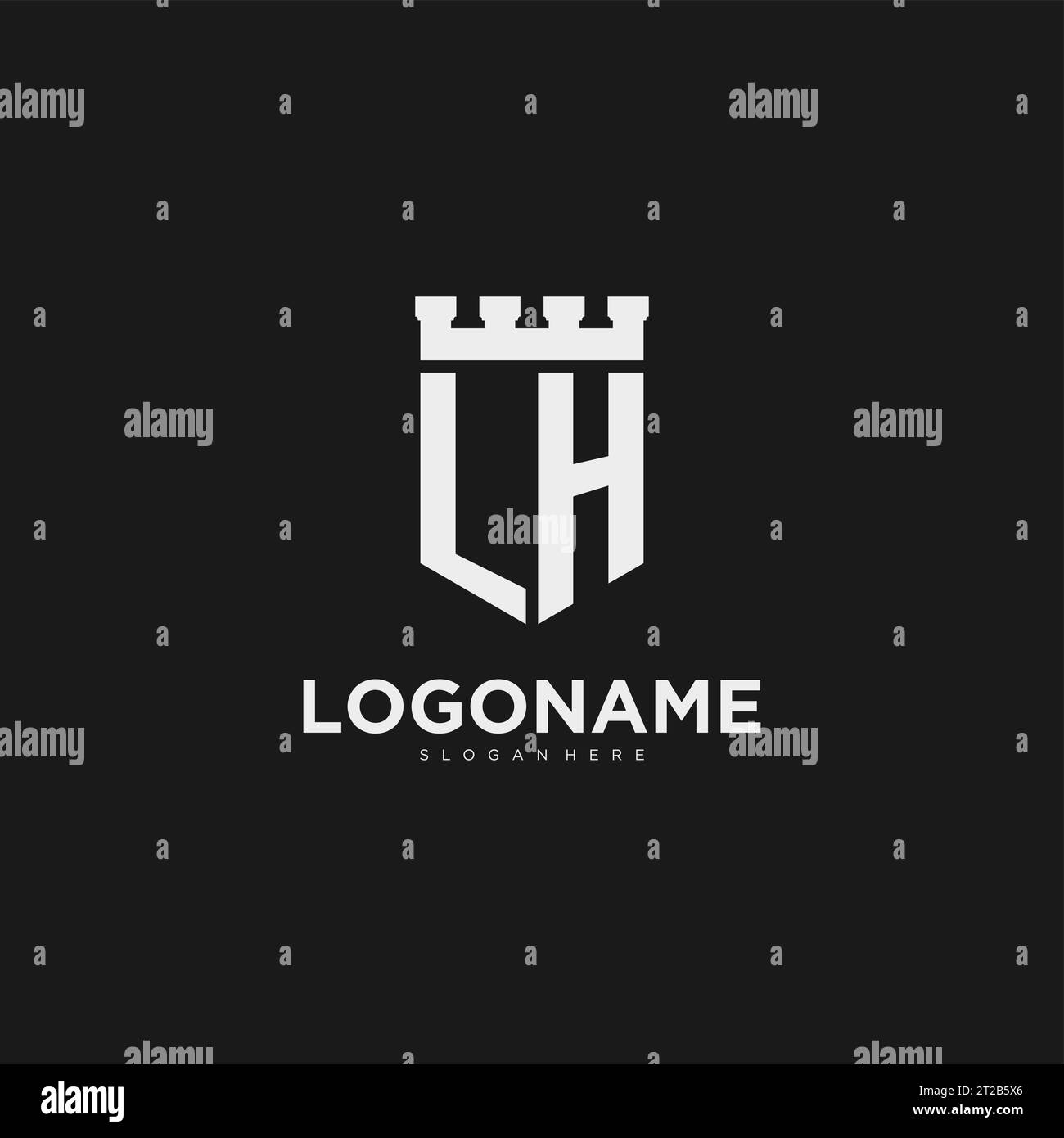 Initials LH logo monogram with shield and fortress design vector graphic Stock Vector Image ...