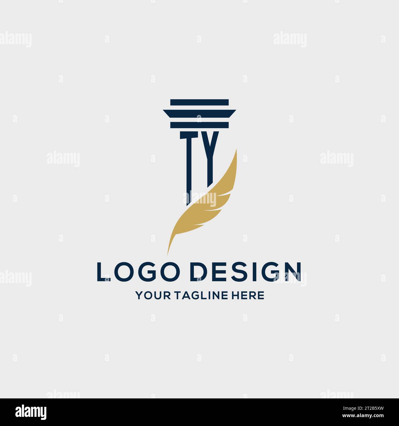 TY monogram initial logo with pillar and feather design, law firm logo ...