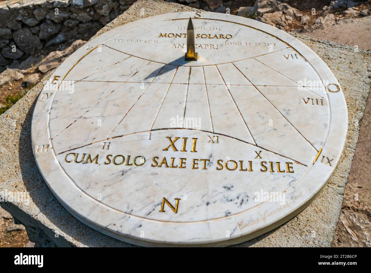 Sun clock on Monte Solaro, Capri island, Italy Stock Photo - Alamy