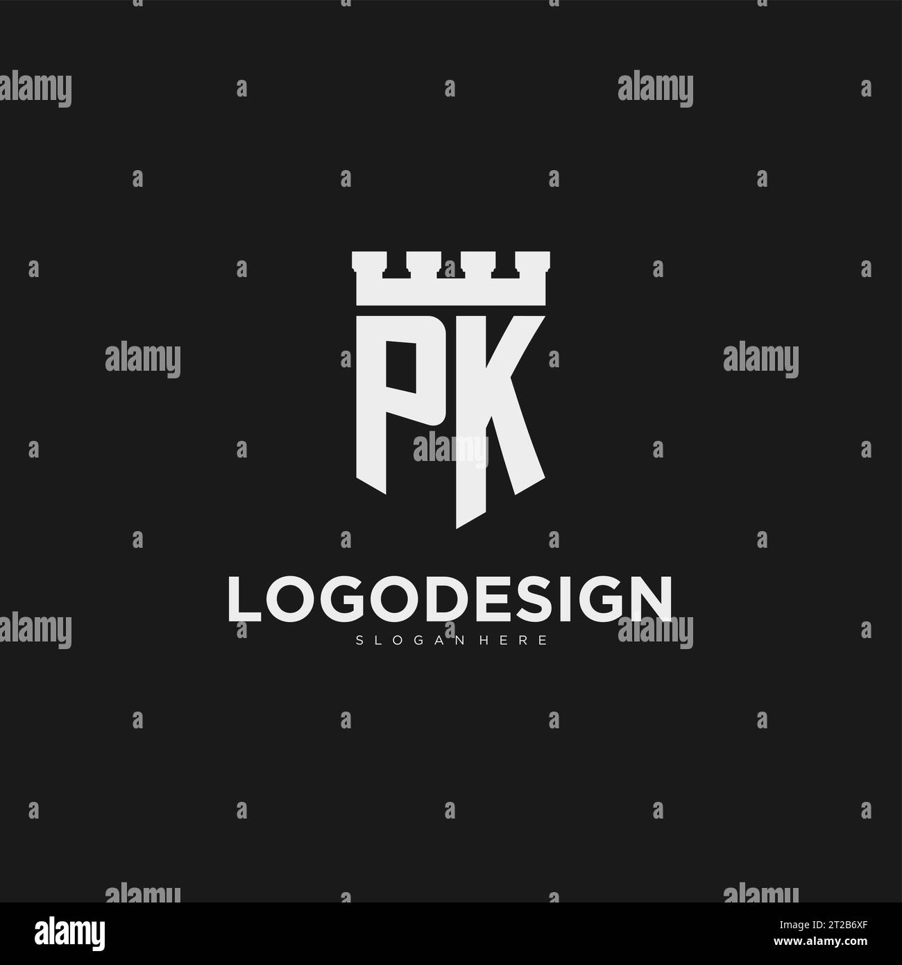 Initials PK logo monogram with shield and fortress design vector graphic Stock Vector Image ...