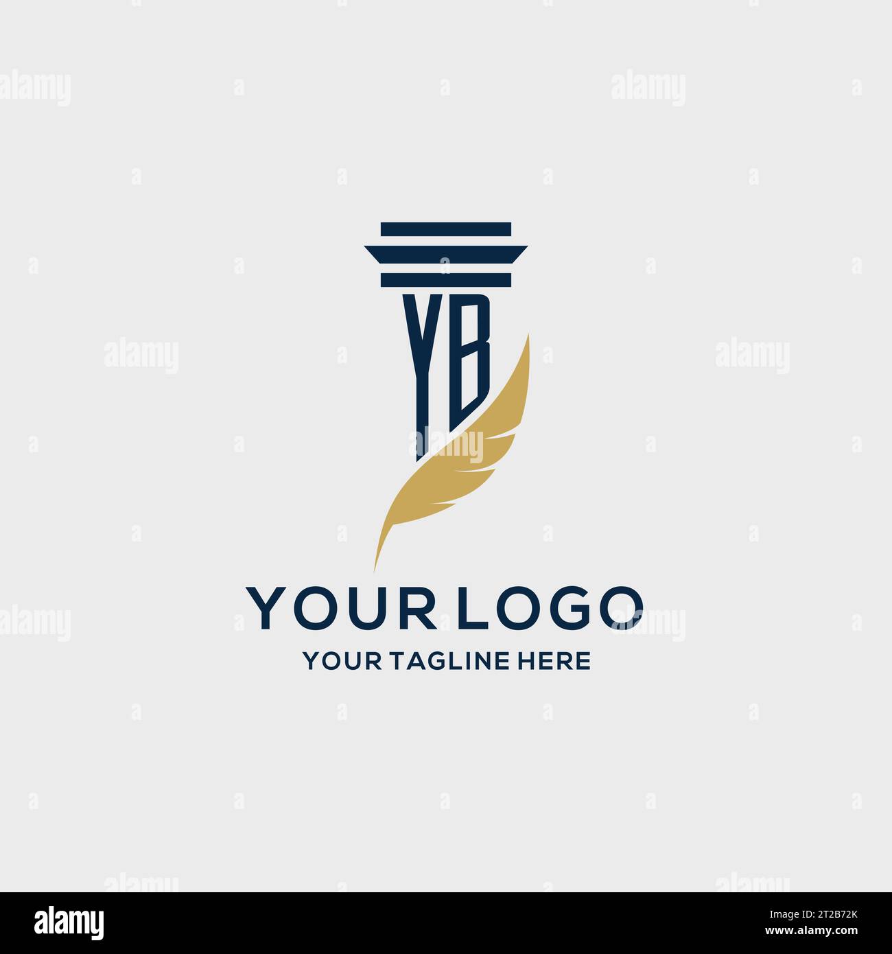 YB monogram initial logo with pillar and feather design, law firm logo ...