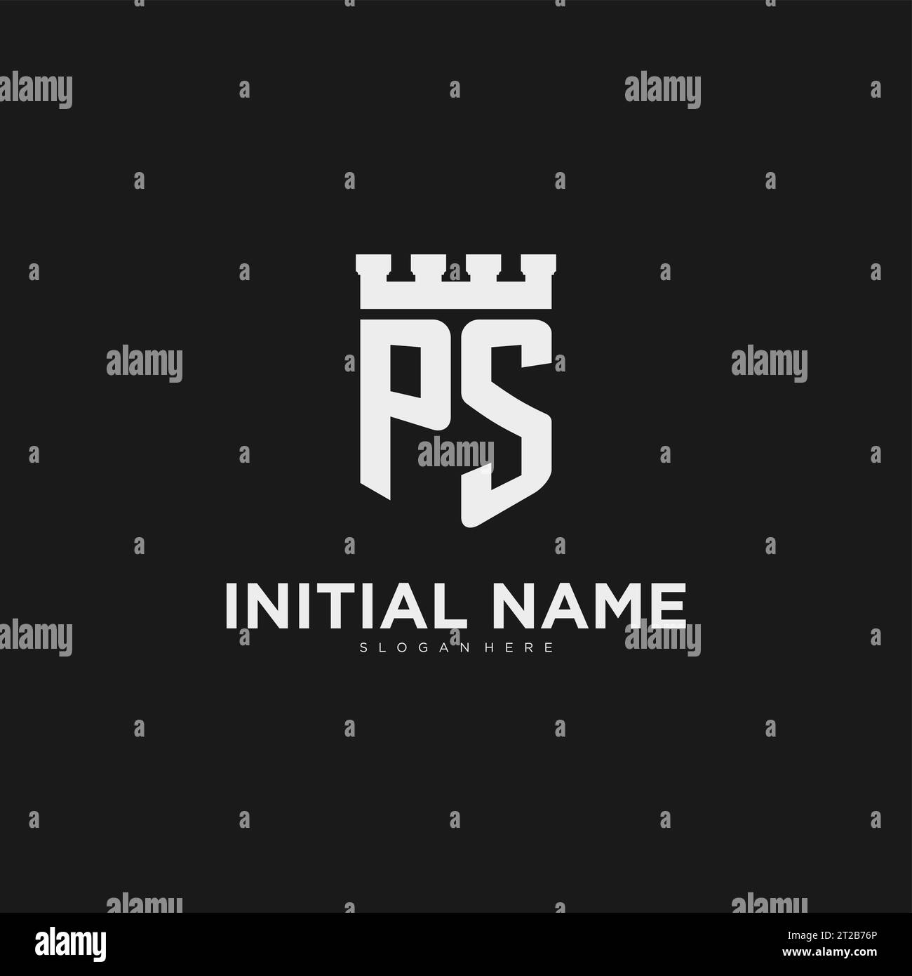 Initials PS logo monogram with shield and fortress design vector graphic Stock Vector Image ...