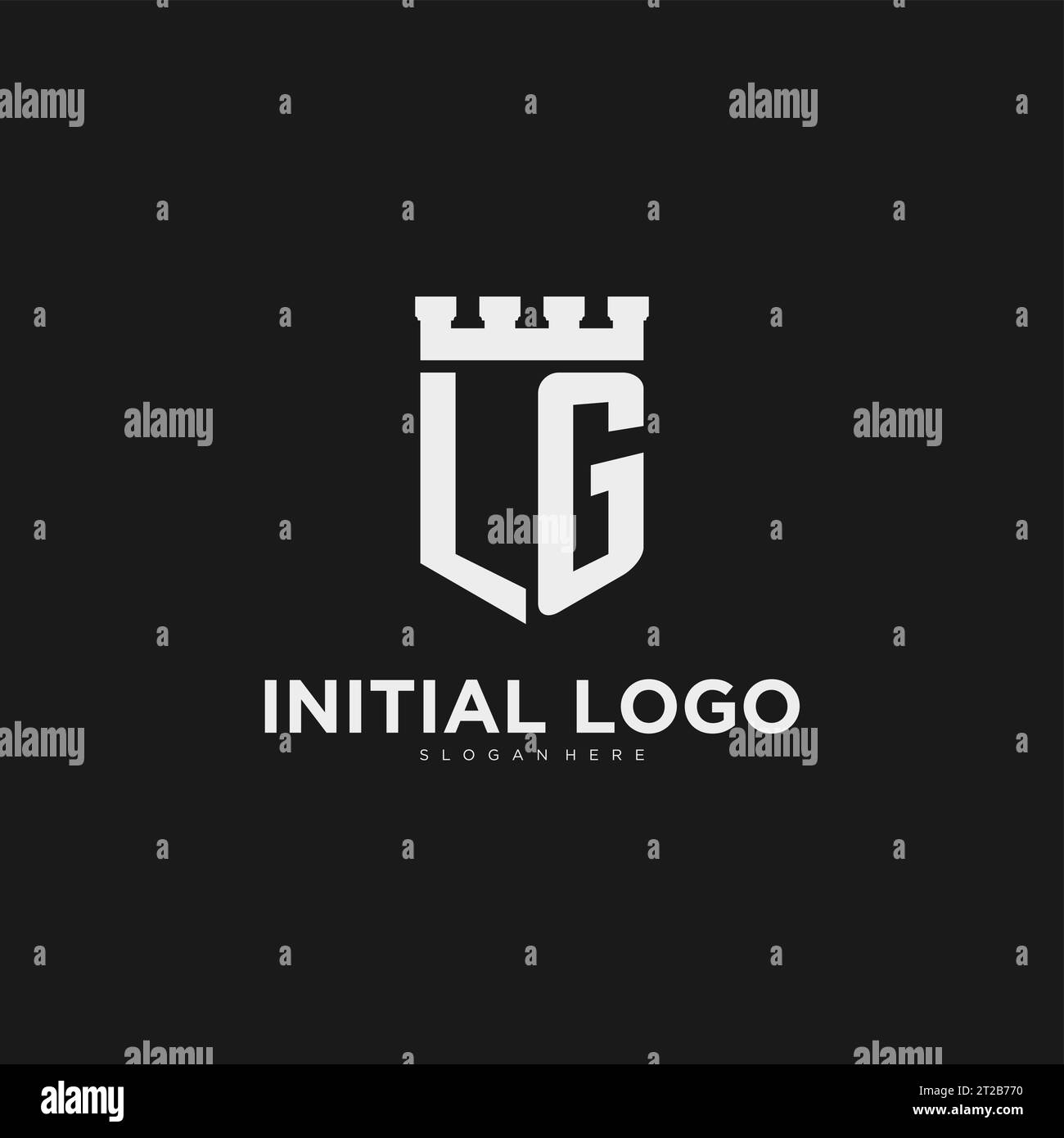 Initials LG logo monogram with shield and fortress design vector graphic Stock Vector Image ...