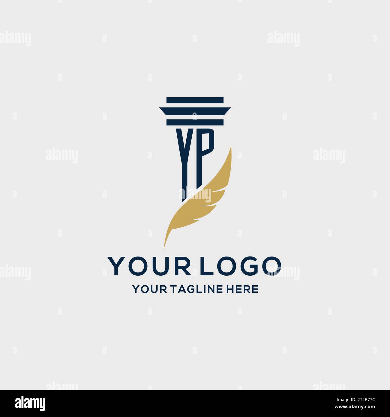 YP monogram initial logo with pillar and feather design, law firm logo ...