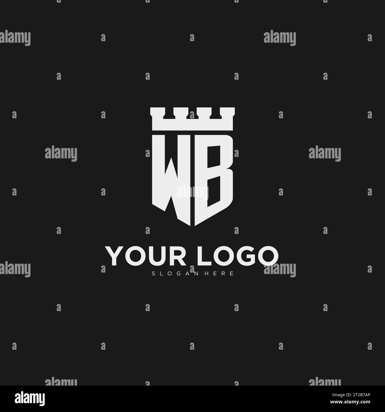 Initials WB logo monogram with shield and fortress design vector graphic Stock Vector Image ...