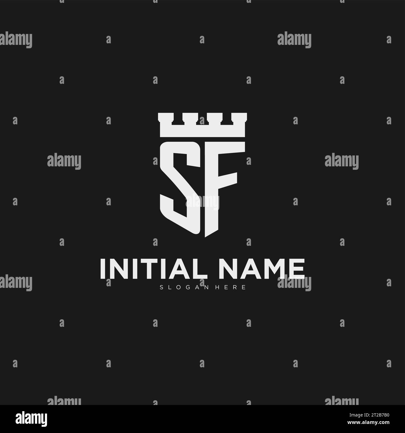 Initials SF logo monogram with shield and fortress design vector graphic Stock Vector Image ...