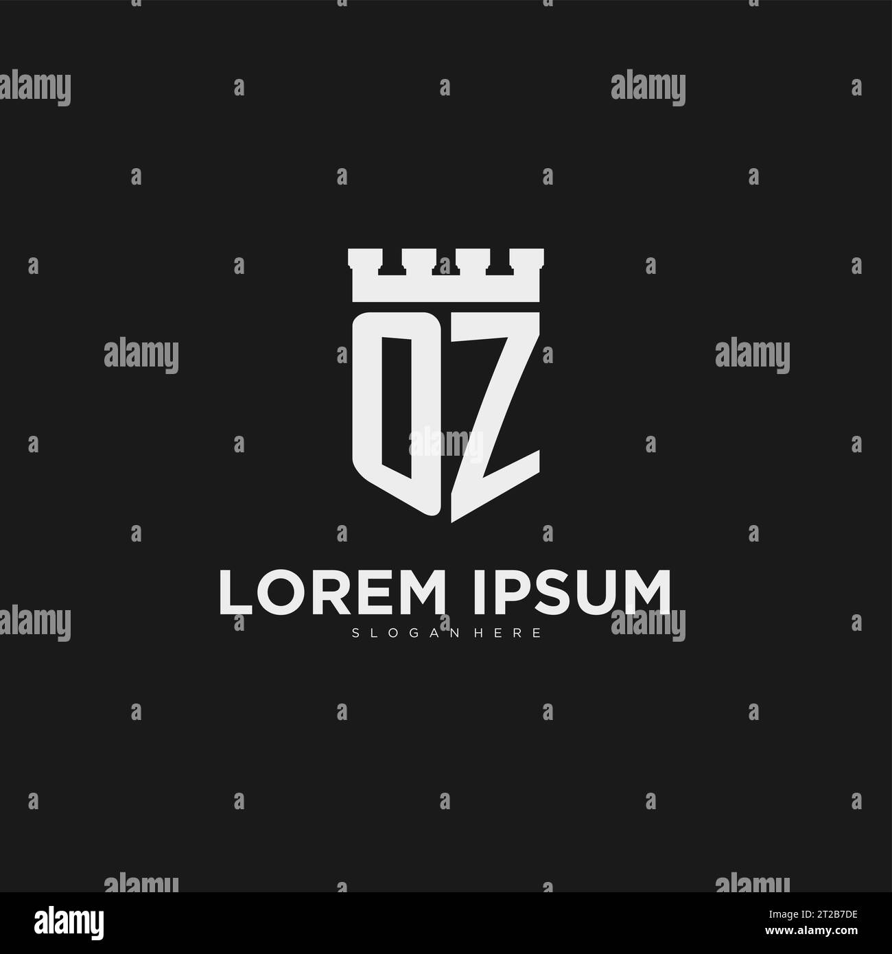 Initials OZ logo monogram with shield and fortress design vector ...