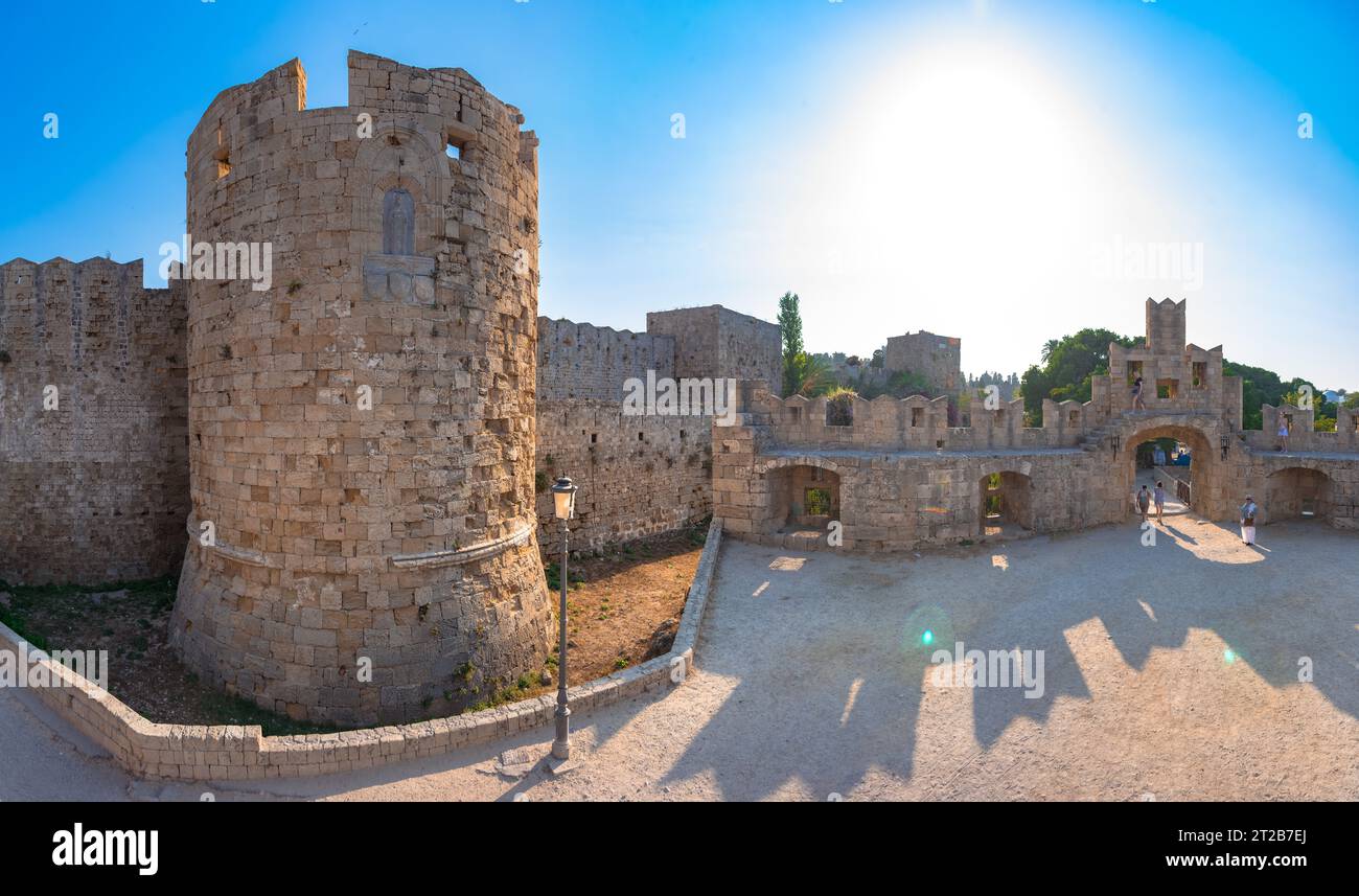 Antique architecture of old town, famous Knights Grand Master Palace ...