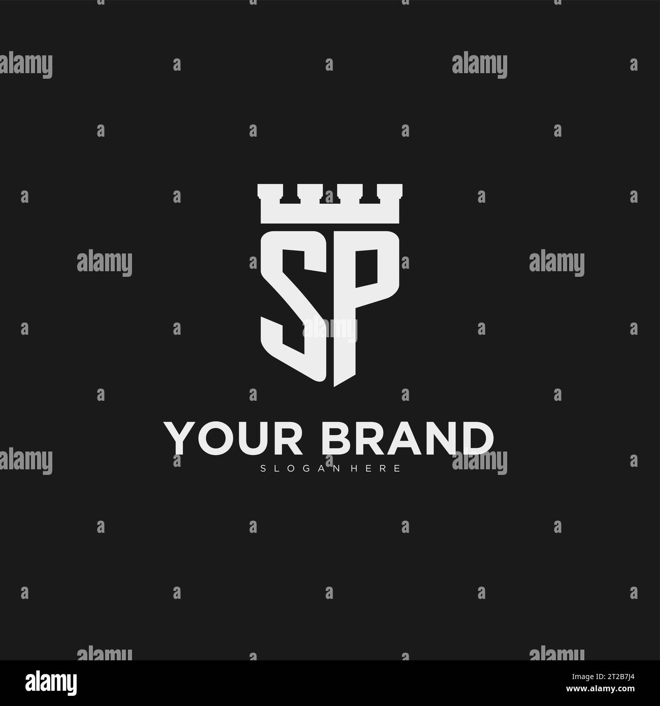 Initials SP logo monogram with shield and fortress design vector graphic Stock Vector Image ...