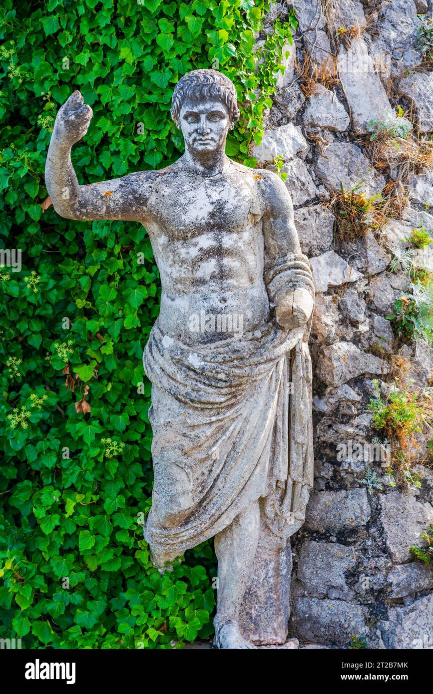 Old Roman statue on top of Monte Solaro, Capri island, Italy Stock ...