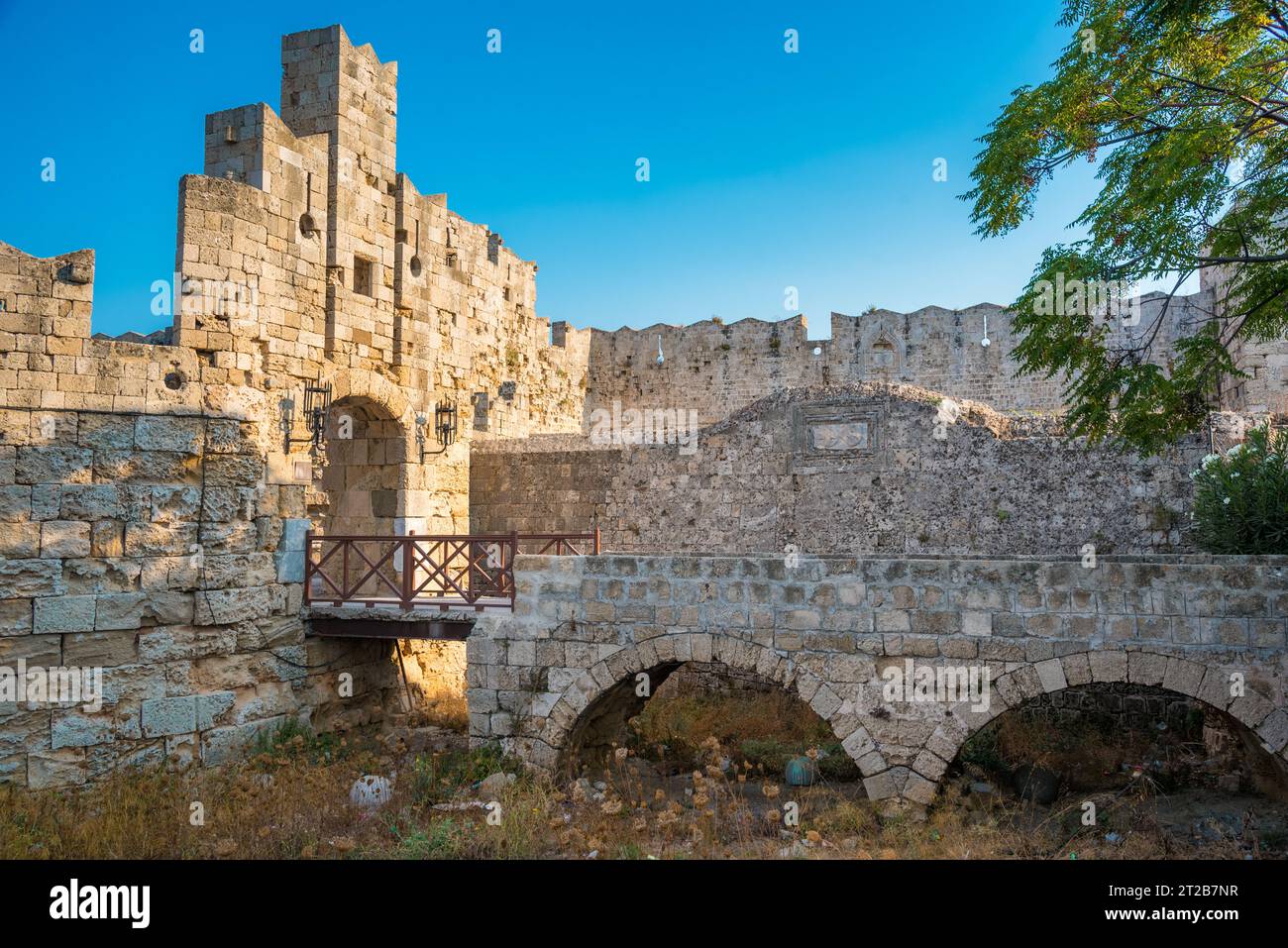 Antique architecture of old town, famous Knights Grand Master Palace ...