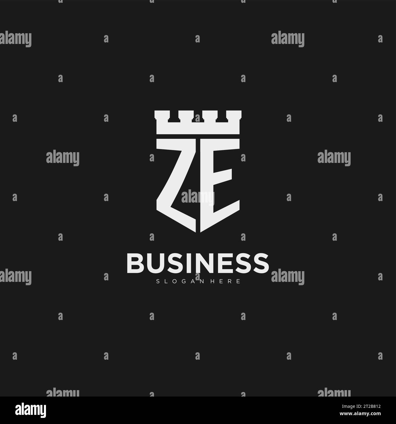 Initials ZE logo monogram with shield and fortress design vector graphic Stock Vector Image ...
