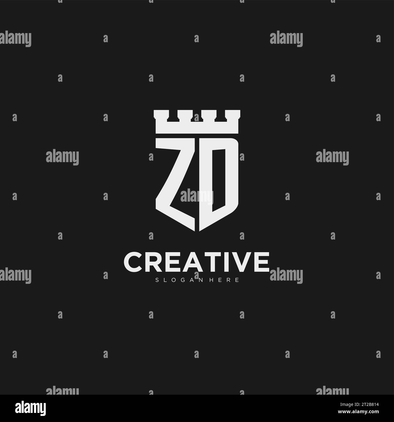 Initials ZD logo monogram with shield and fortress design vector graphic Stock Vector Image ...