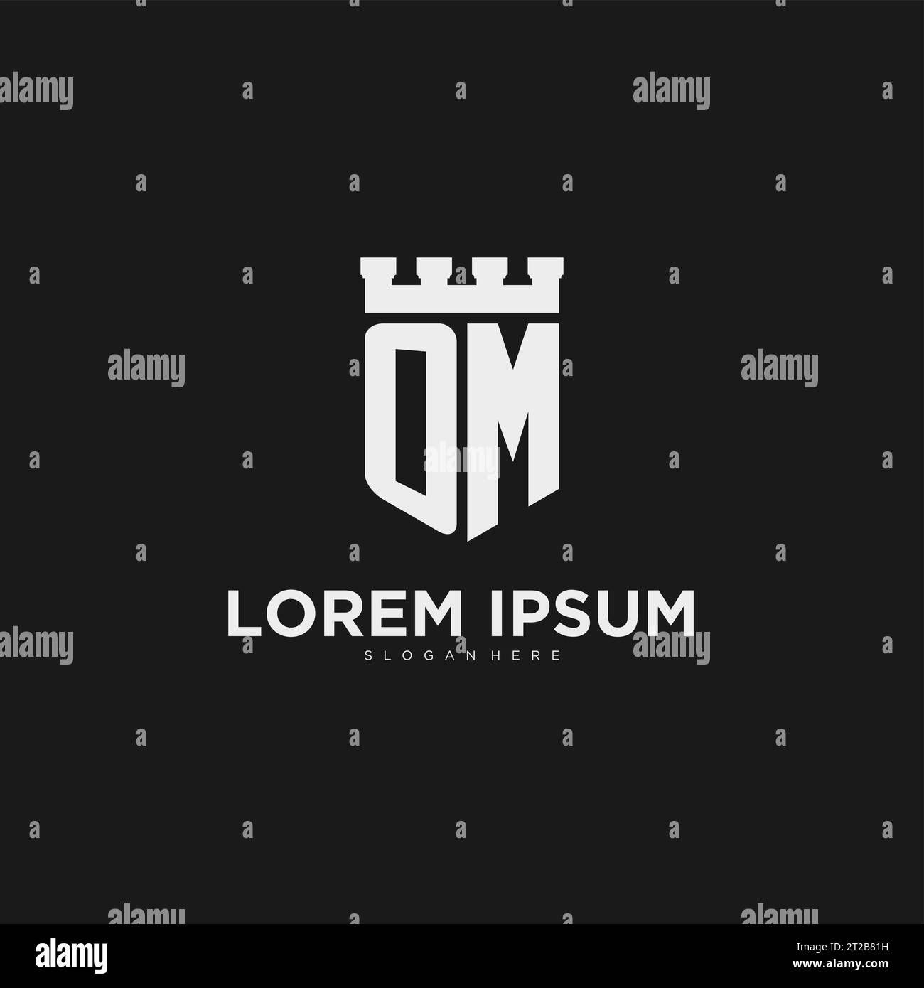 Initials OM logo monogram with shield and fortress design vector graphic Stock Vector Image ...